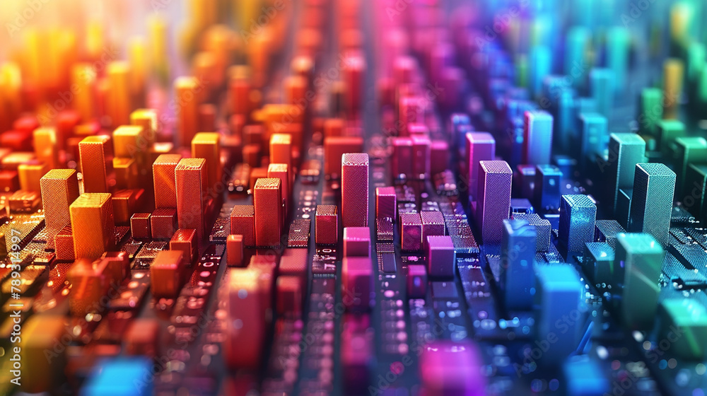 Colorful wide graphical columns geometric background image with ...