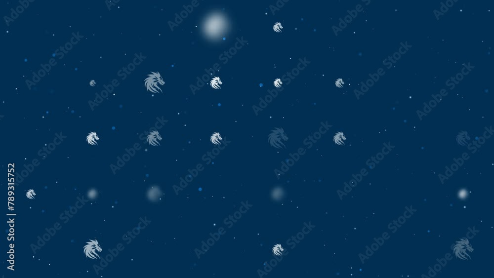 Template animation of evenly spaced dragon's head symbols of different ...