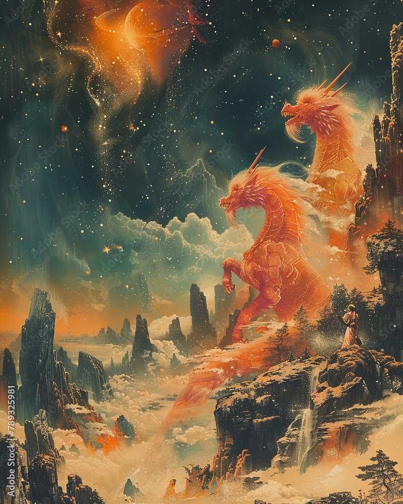 celestial explorer traversing the astral plane on the back of a ...