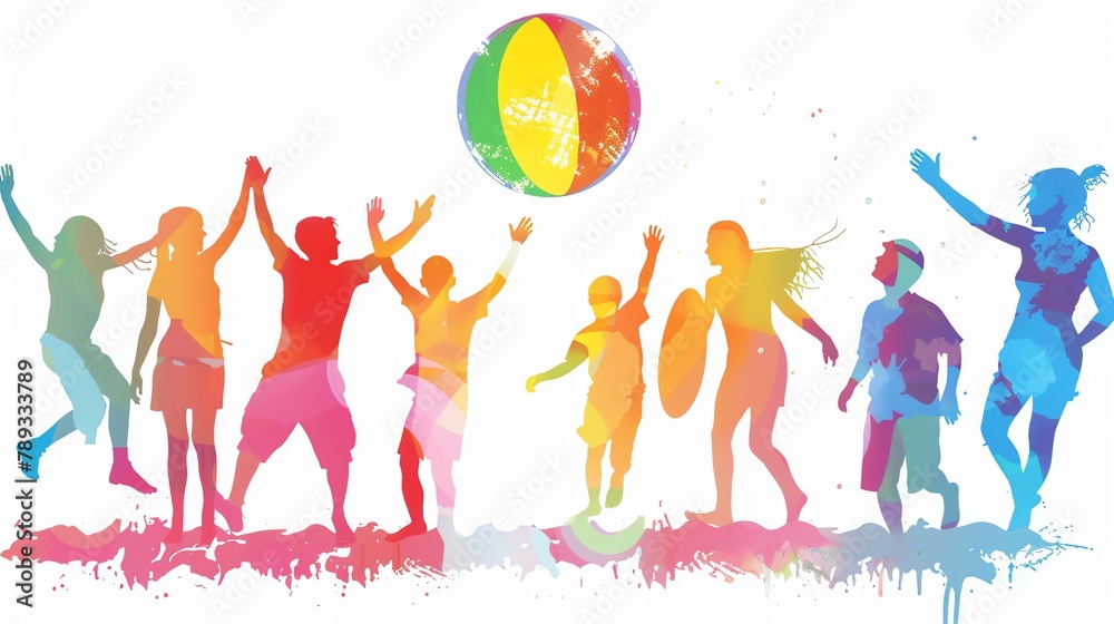 Beach ball clipart being tossed between friends Stock Illustration ...