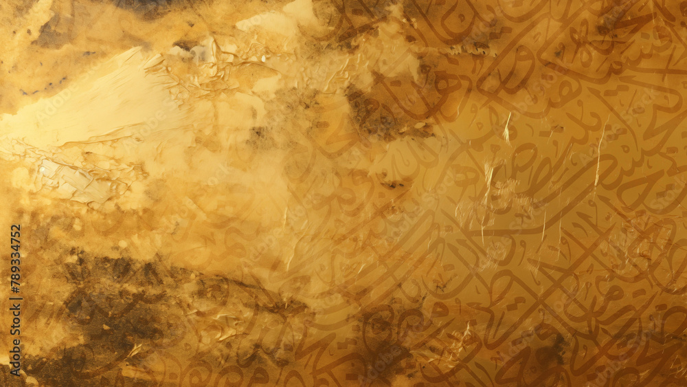 Arabic calligraphy wallpaper on a Gold wall with a black interlocking ...