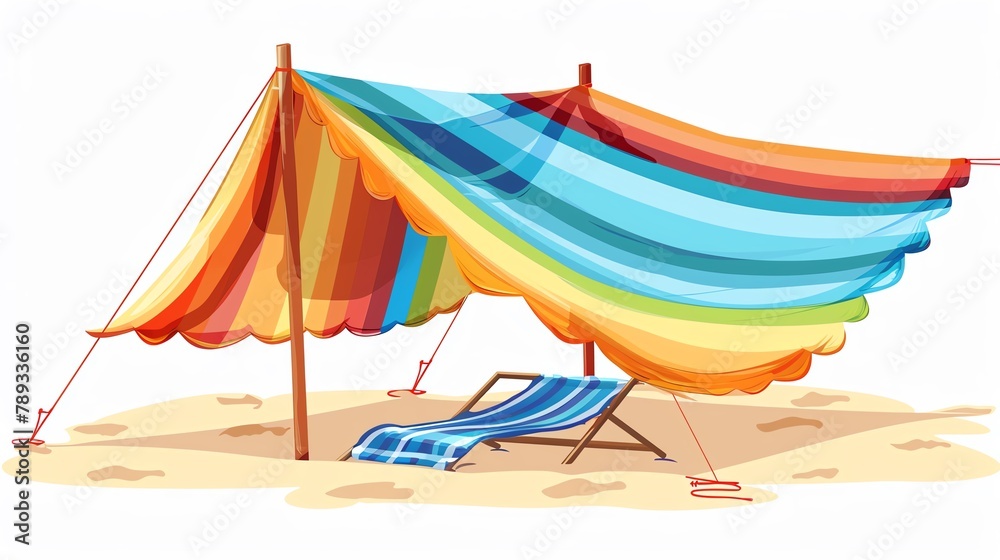 Beach tent clipart with a colorful canopy Stock Illustration | Adobe Stock