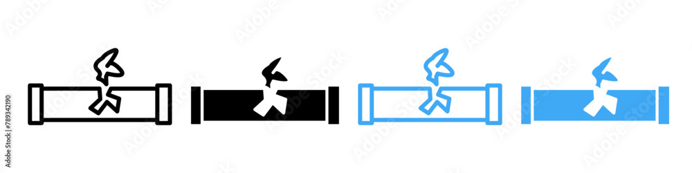 Symbol denoting repair work on corroded and leaky industrial water ...