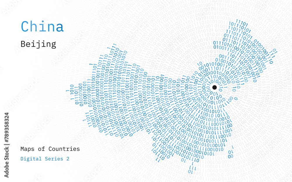 A map of China depicted in zeros and ones in the form of a circle. The ...