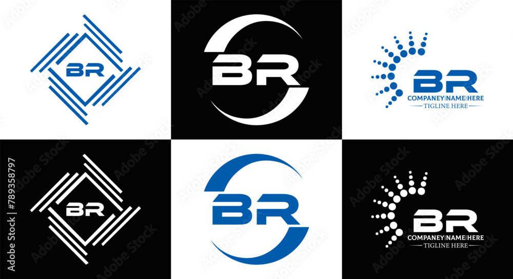 BR logo. B R design. White BR letter. BR B R letter logo design ...