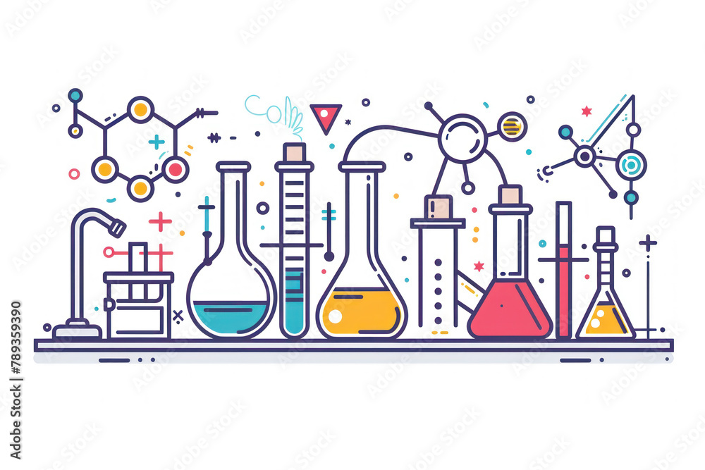 flat illustration of science and laboratory concepts with test tubes ...