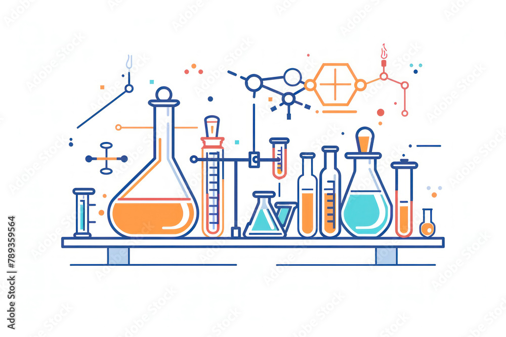 flat illustration of science and laboratory concepts with test tubes ...
