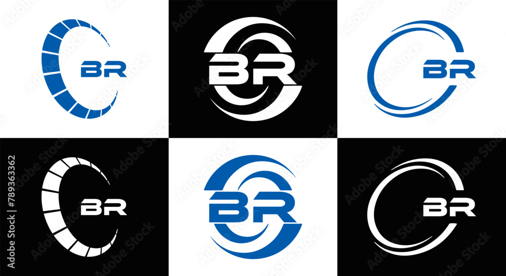 BR logo. B R design. White BR letter. BR B R letter logo design ...