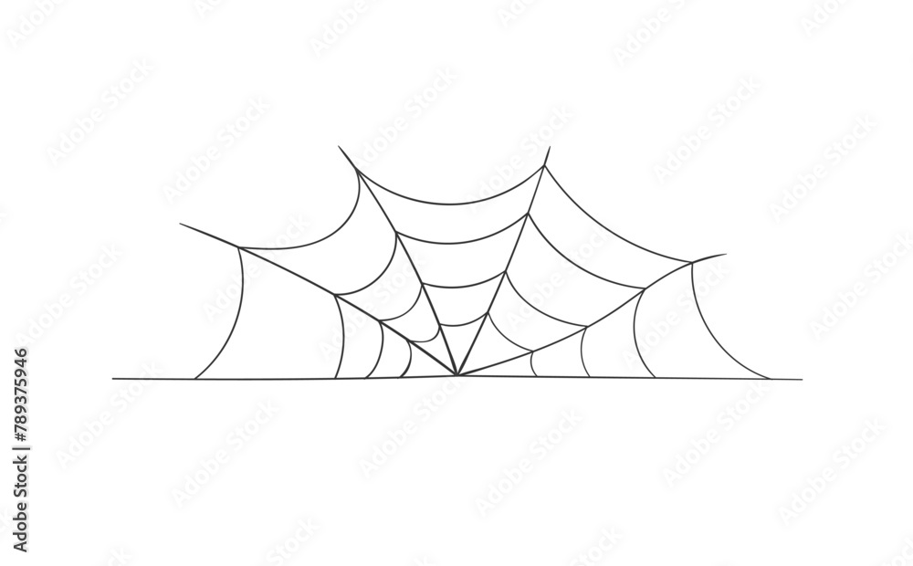 Cobweb collection isolated on white background. Line art, sketch style ...