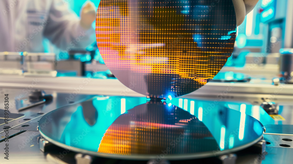 Nano-chip silicon wafer production foundry concept Stock Photo | Adobe ...