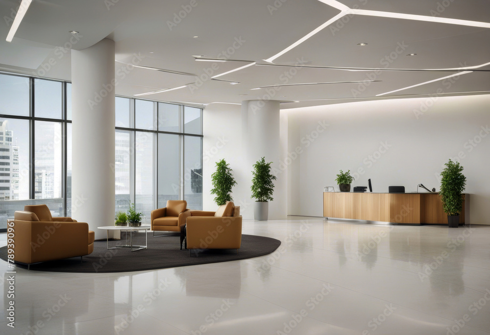 empty commercial office light office background nobody wall door lobby ...