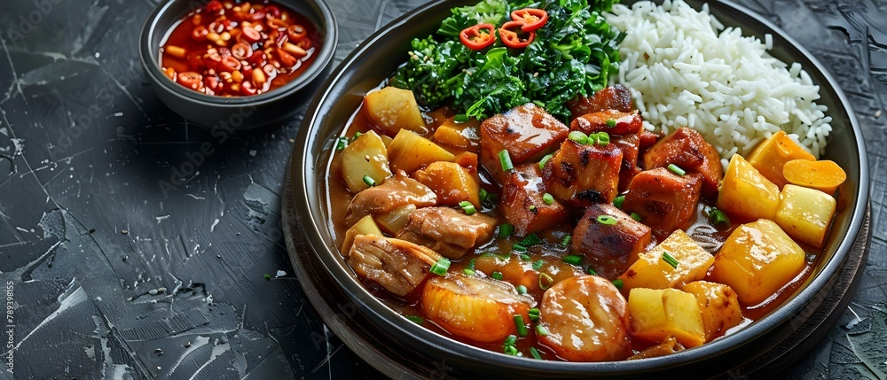 Savory Filipino Feast: Sinigang, Lechon, Adobo. Concept Filipino ...