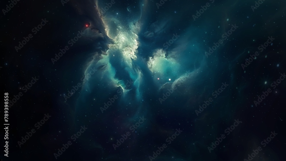 Blue Deep Space Galaxy Nebula. Cinematic celestial background depicting ...