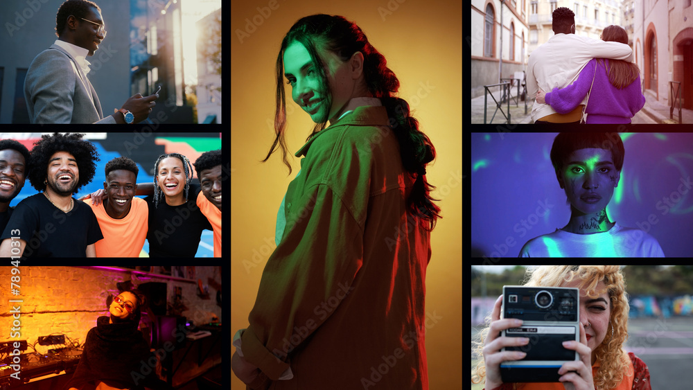 Upbeat Multiframe Slideshow template contains 16 editable text layers ...