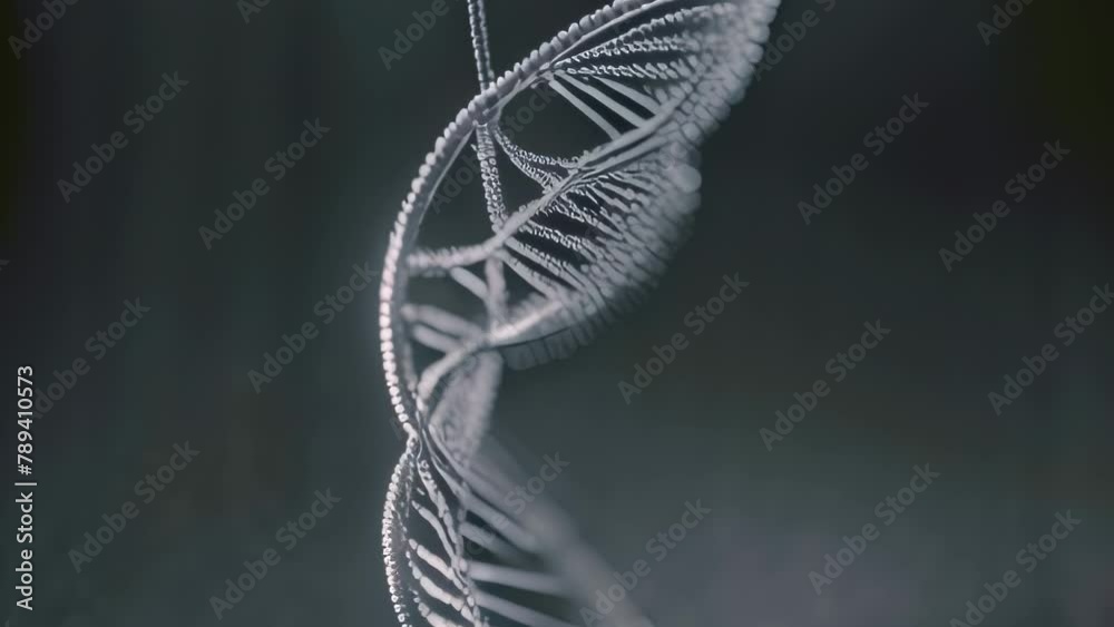 Video animation of metallic representation of a DNA double helix. DNA ...