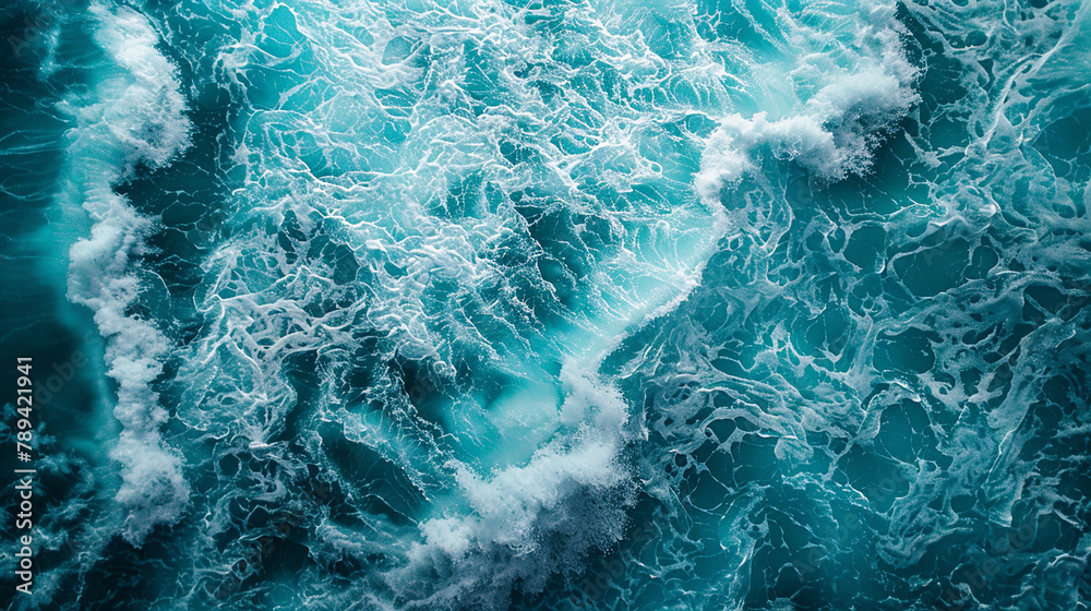 Visual art interpretation: a vibrant turquoise ocean with detailed foam ...