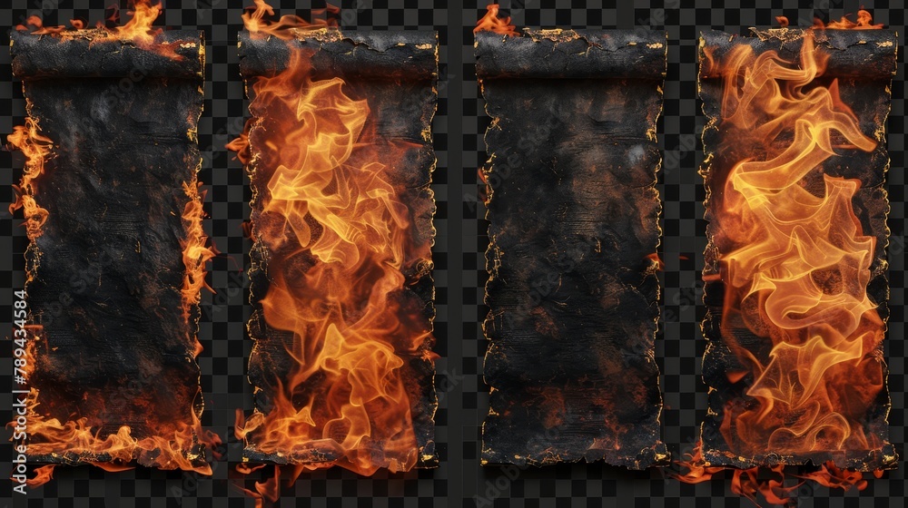 Paper burning png set isolated on transparent background. Long sheets ...