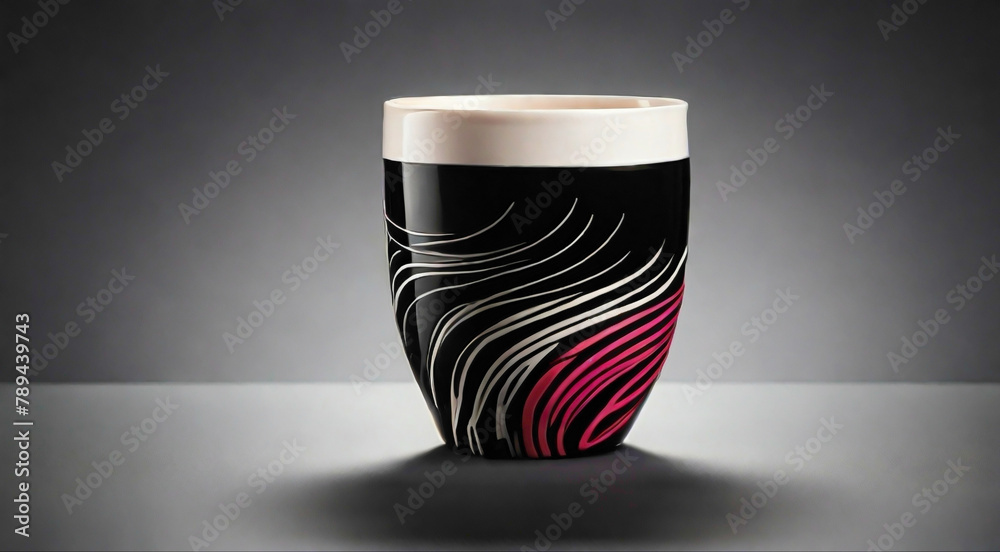 cup background in which there is a painting of the wavered background ...