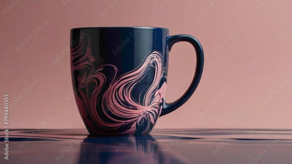 cup background in which there is a painting of the wavered background ...