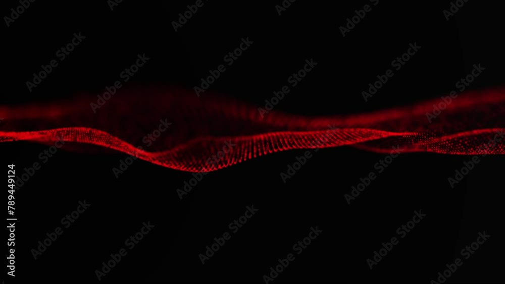 Abstract red color dot net particles . Futuristic particle flow on a ...