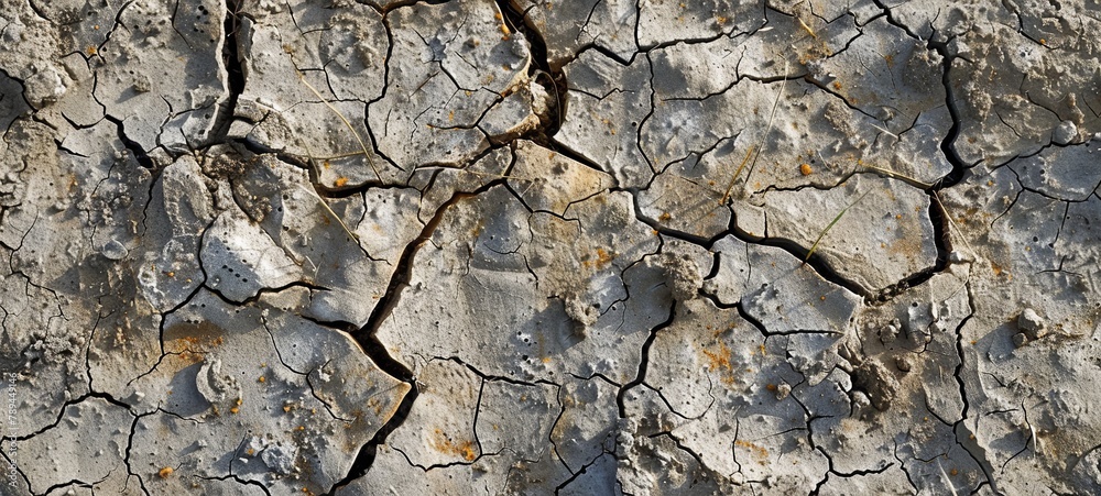 Cracked earthy earth texture, broken and rough surface, gray mud clay ...