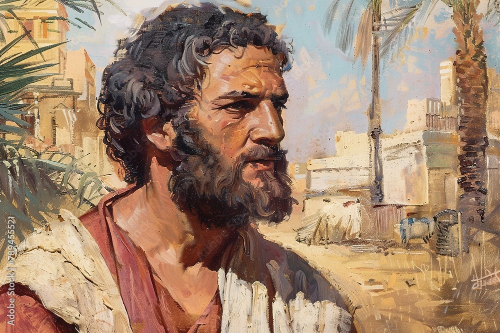 Portrait of Joseph as a slave in Egypt, Bible story. Stock Illustration ...
