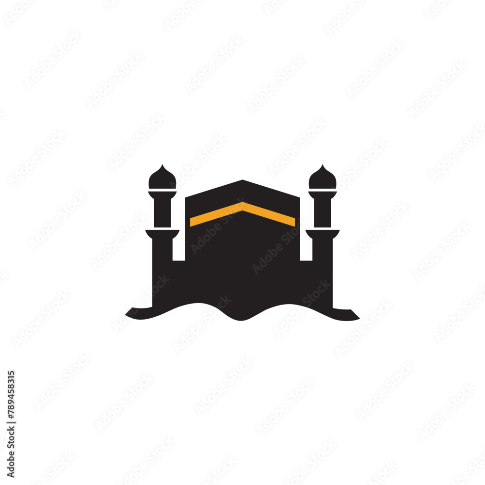 Islamic ka'bah makkah building logo design Stock Vector | Adobe Stock