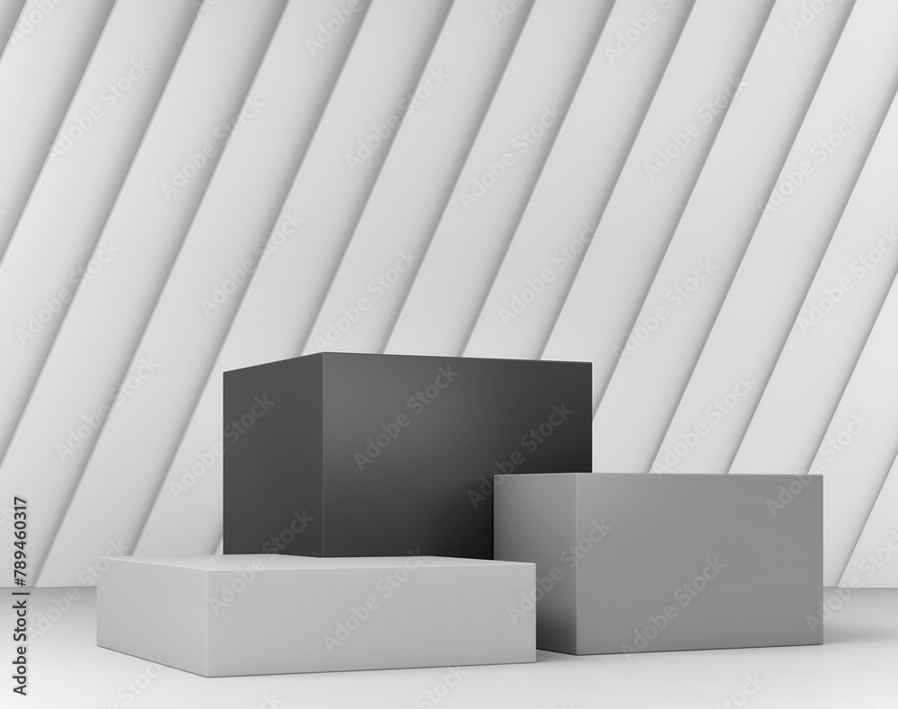 Winner podium mock up scene; cubical shape stage for branding and ...