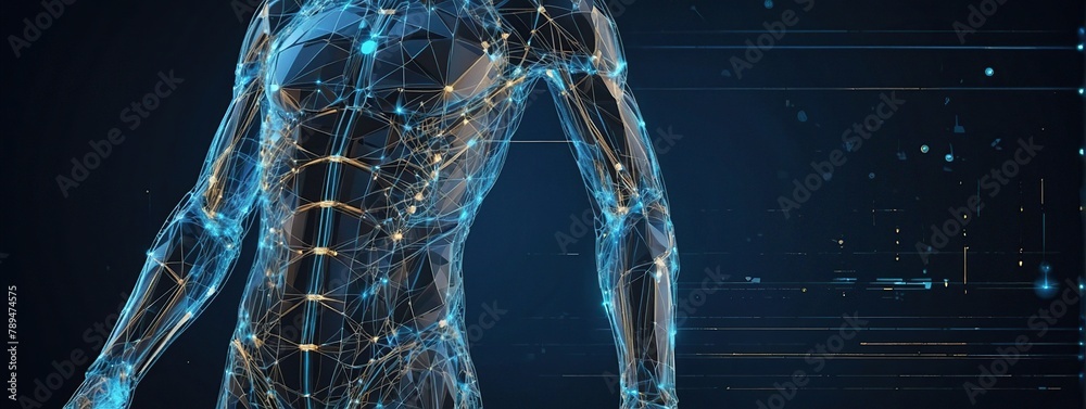 Abstract digital human body, Polygonal wireframe silhouette, Low poly ...