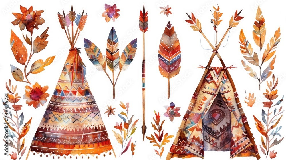 Watercolor drawing of a teepee and arrows, perfect for Native American ...