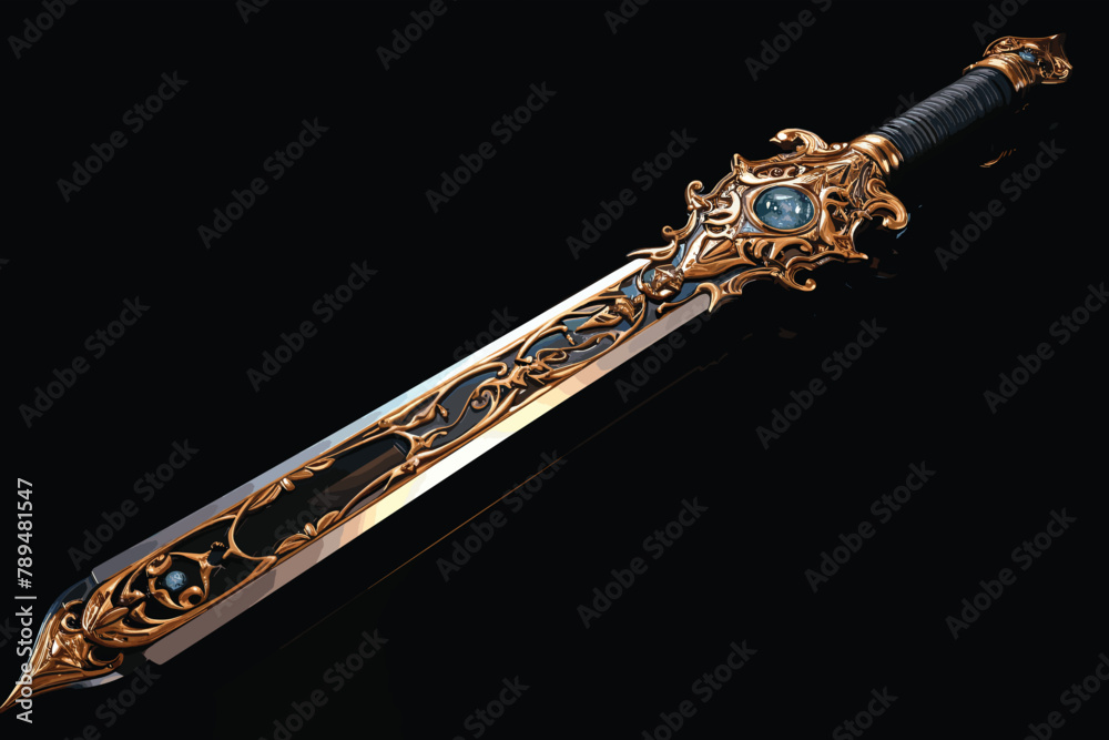 souvenir collectible silver gold dagger cutlass with scabbard, with ...