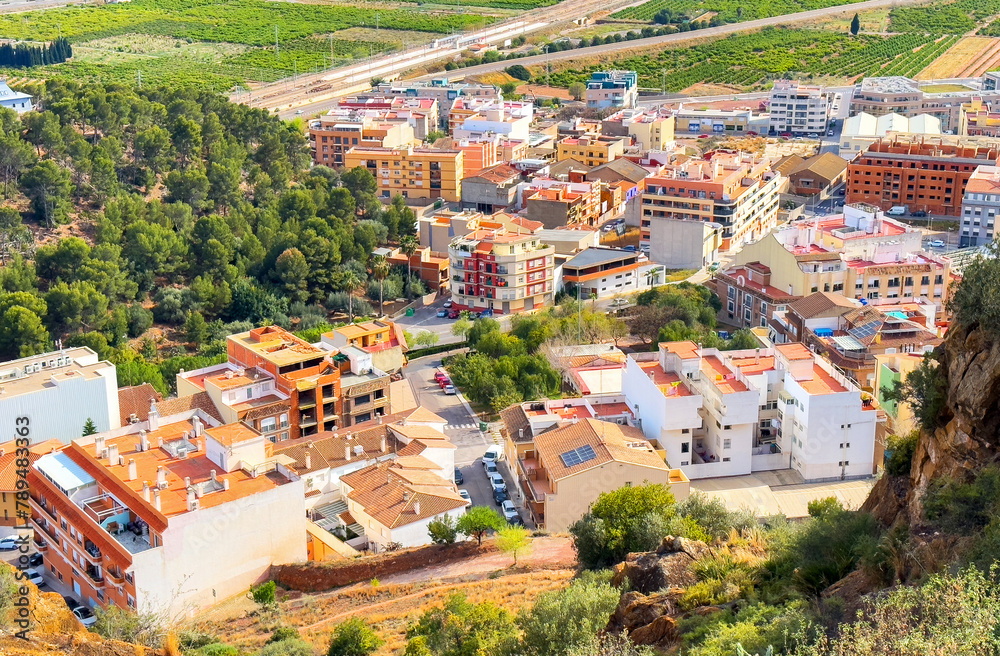 Town with Buildings, houses and streets. City building, aerial view ...