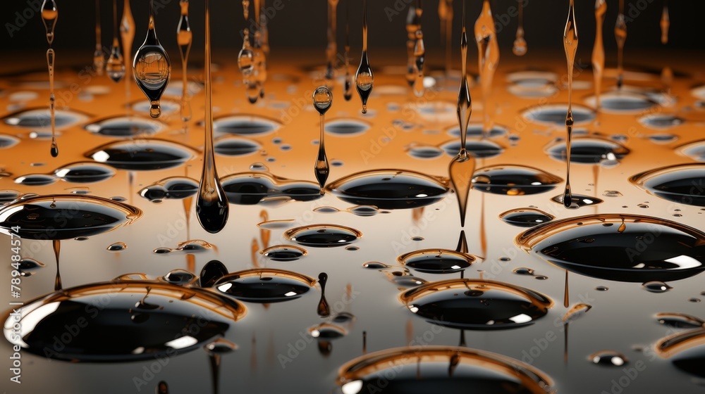 Realistic 3D visualization of minimalist oil droplets forming a ...