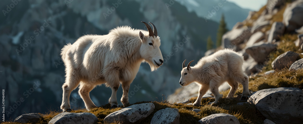 3D Icon: Alpine Affection - A Heartwarming Scene of a Mountain Goat ...