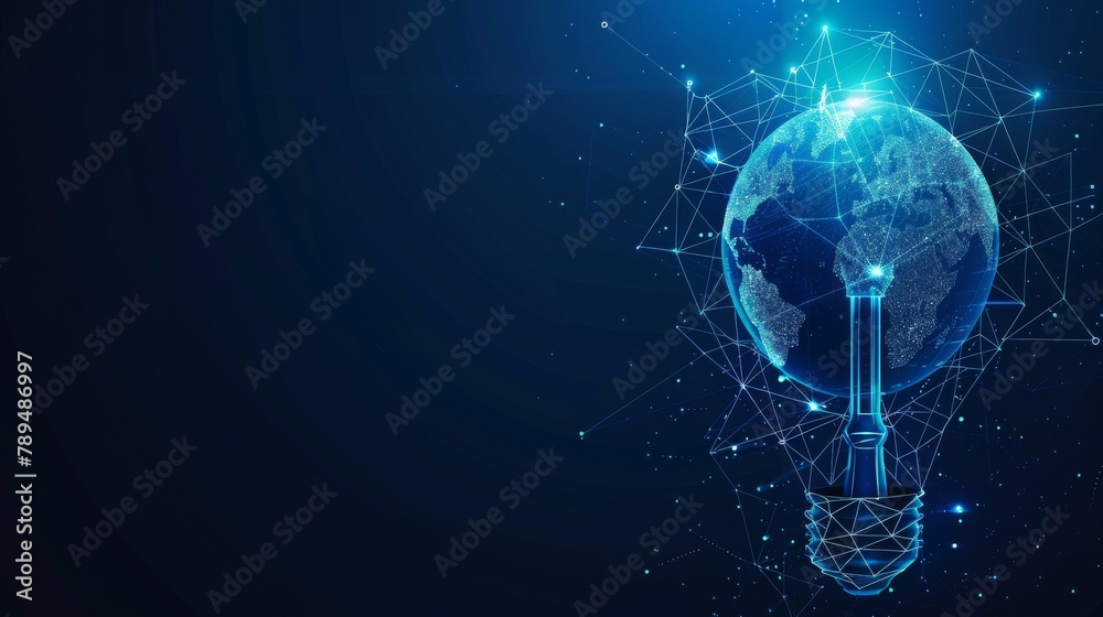 Light bulb with planet Earth inside. Earth hour ecology concept. Low ...