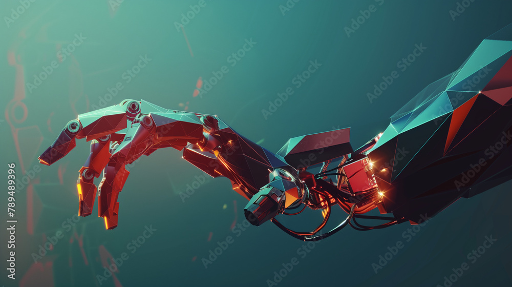 Robotic arm futuristic hud background. Polygon robo hand as a concept ...