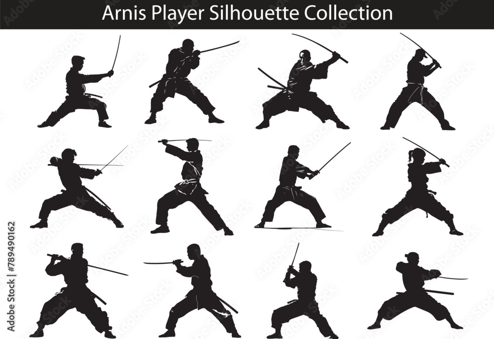 Arnis Player Pose Silhouette Vector Illustration Stock Vector | Adobe Stock
