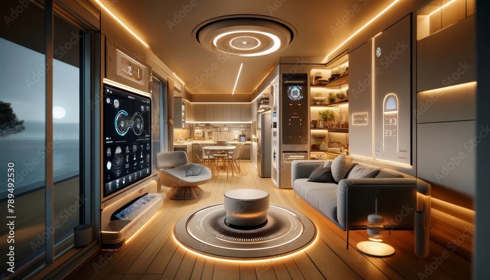 futuristic smart home ecosystem featuring advanced mechatronics devices ...