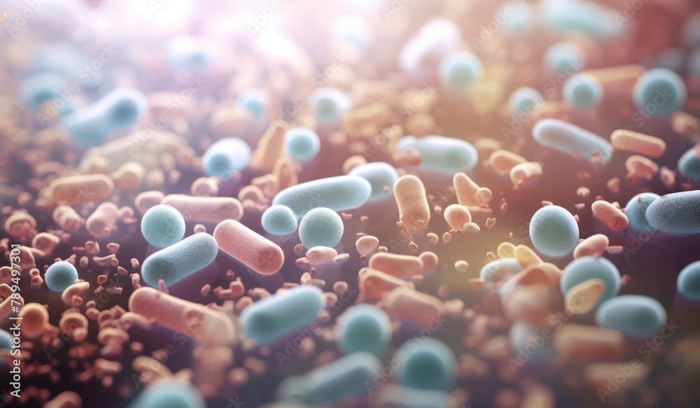 realistic macro shot of oral bacteria when viewed under a microscope ...