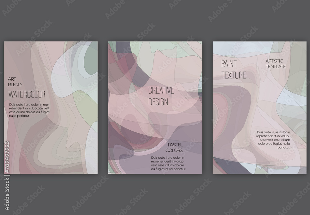 Flyer Layout with Abstract Overlapping Pastel Transparent Shapes Stock ...