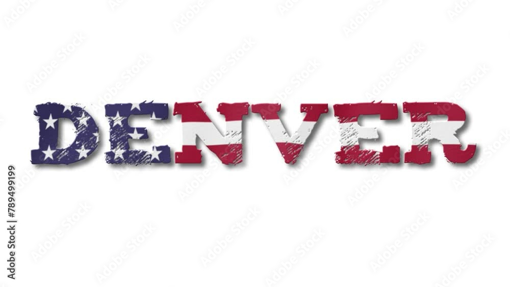 Denver Text with USA Flag Waving Inside. Seamless Loop Animation on ...