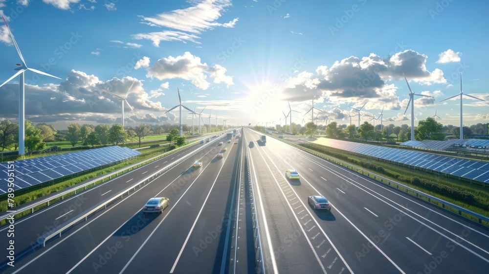 Newly developed highway exclusively for electric vehicles, featuring ...