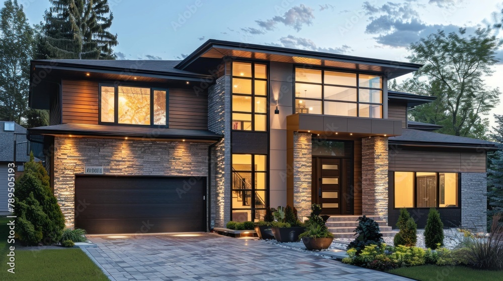 modern 2 story house with floor plan , complete set of plan Stock Photo ...