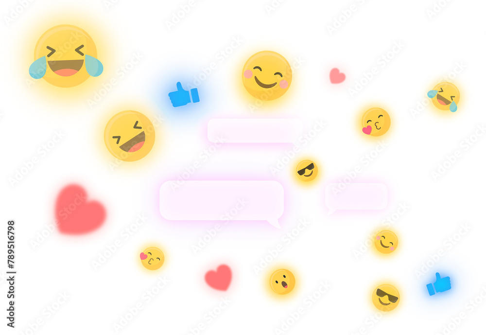 Cute emoticons png with empty text boxes Stock Illustration | Adobe Stock