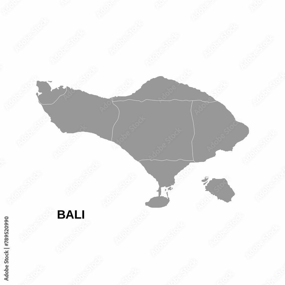Bali island map illustration. Cartographic drawing of Bali island ...