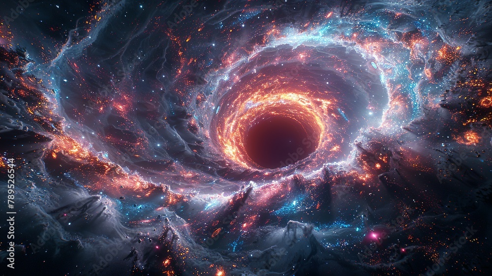 Big Planets and shining stars galaxy in space. Black hole over star ...