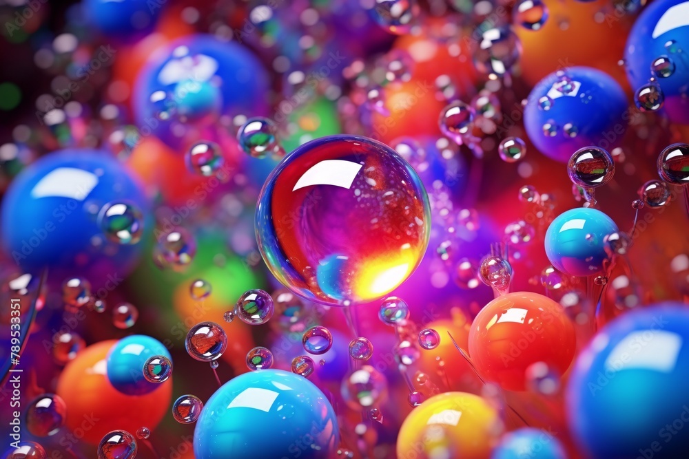 3D Fluid Balls Wallpaper, Reflective Spheres Wallpaper, Colorful Fluid ...