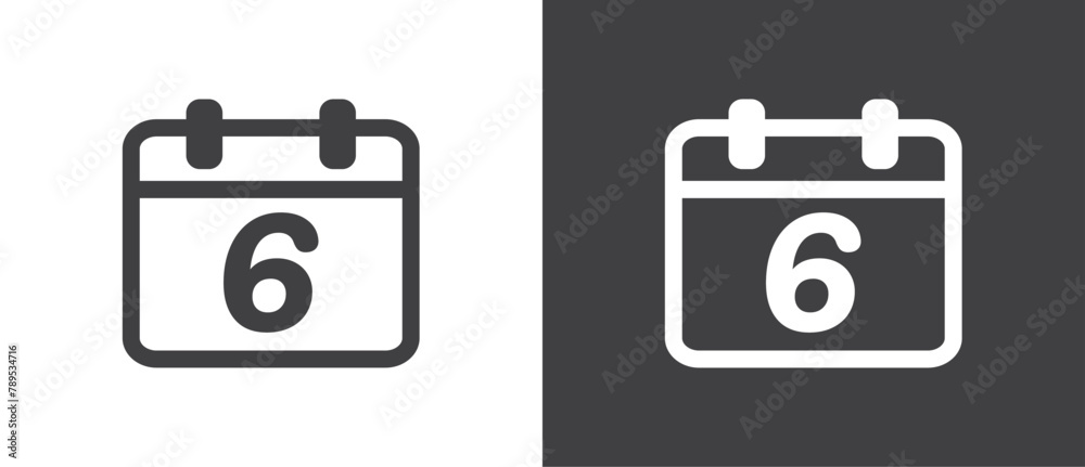Calendar flat icon. 6th on the calendar, vector square icons page ...