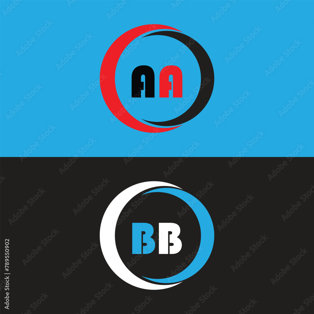 AA Letter Logo Design. Initial letters BB logo icon. Abstract letter B ...