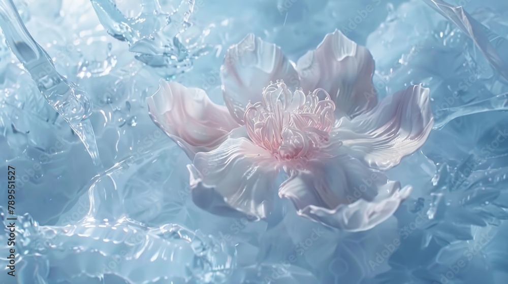 the ethereal beauty of abstract artistry as frozen flowers float in a ...